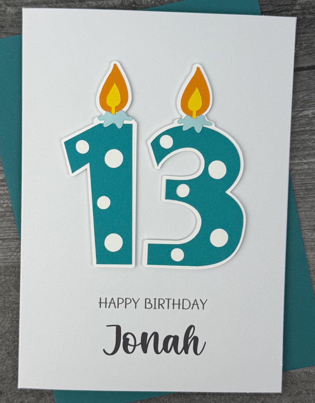 13th Birthday Card for Children, Candle Design. Handmade and ...