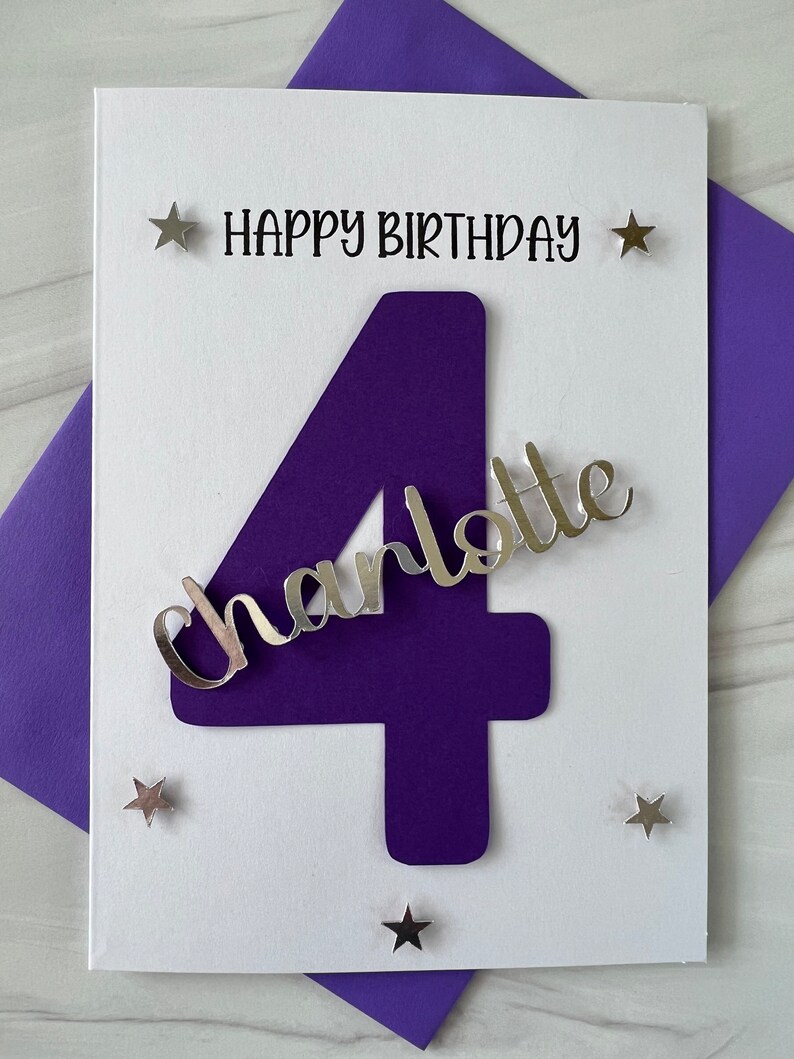 4th Birthday Card Kids Age Card Personalized - Etsy