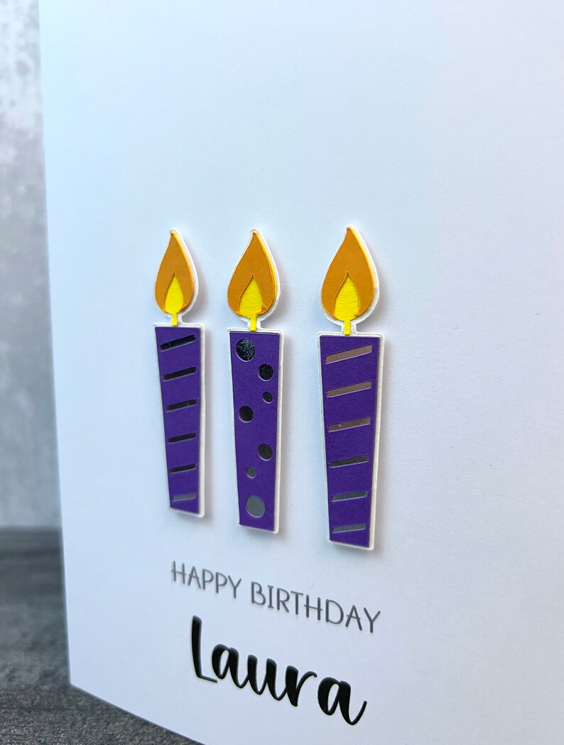 Colorful Candle Happy Birthday Card, Handmade and Personalized, for Him ...