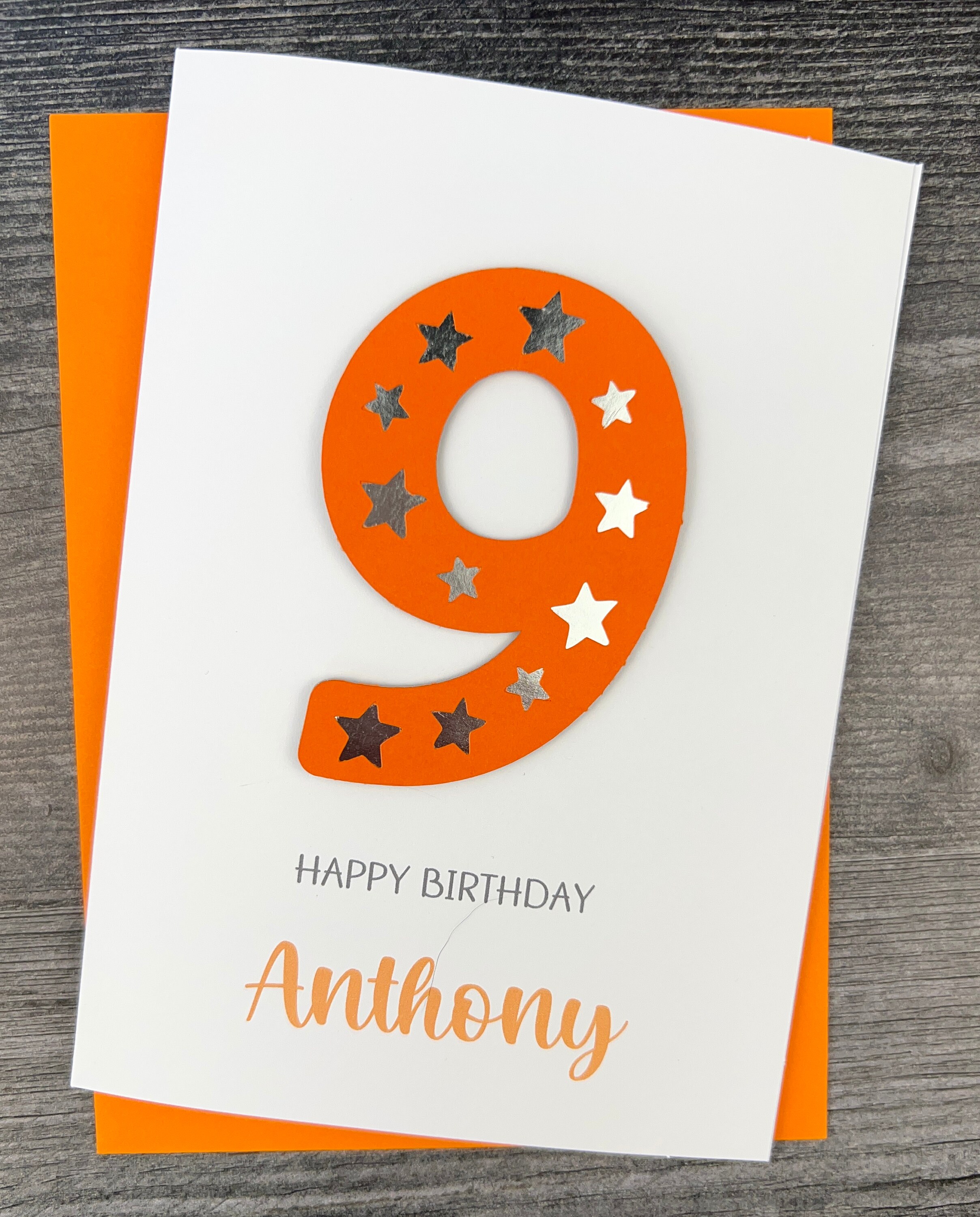 7th Birthday Card for Children, Shiny Stars Design, Handmade and ...