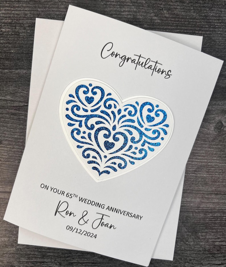 65th Wedding Anniversary (blue Sapphire) Card With Heart Detail ...