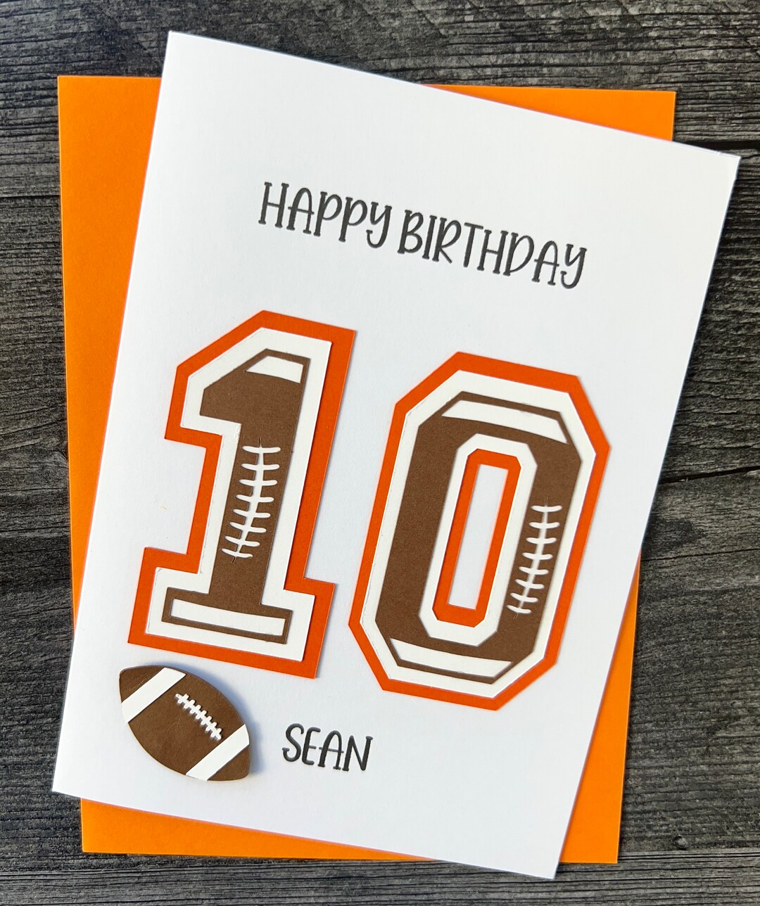 10th Birthday Football Birthday Card, Handmade and Personalized. - Etsy
