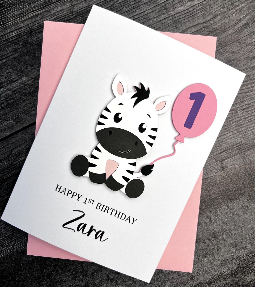 Zebra Birthday Card for Children, Handmade and Personalized for Boys or ...