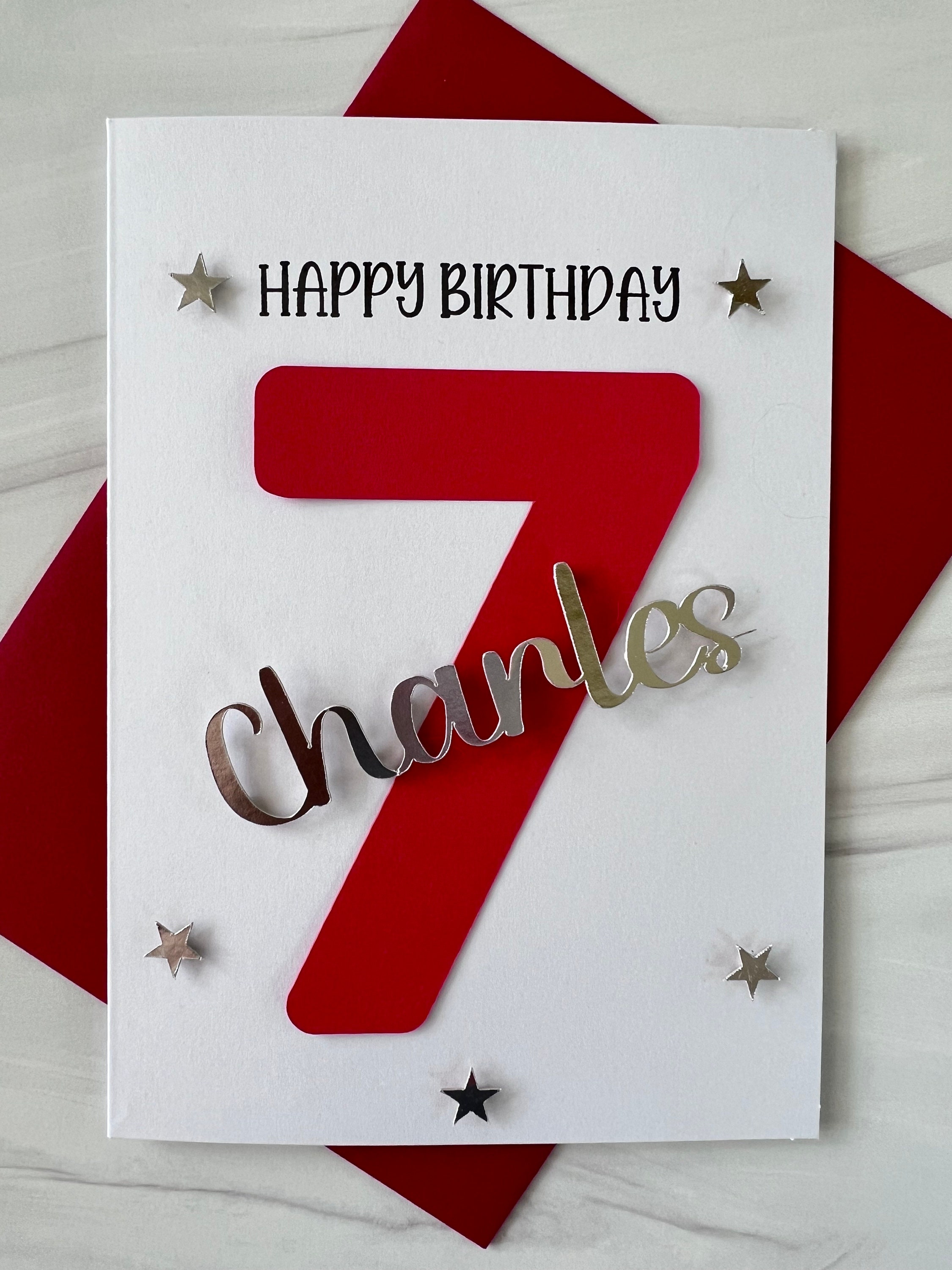 7th Birthday Card Kids Age Card Personalized - Etsy