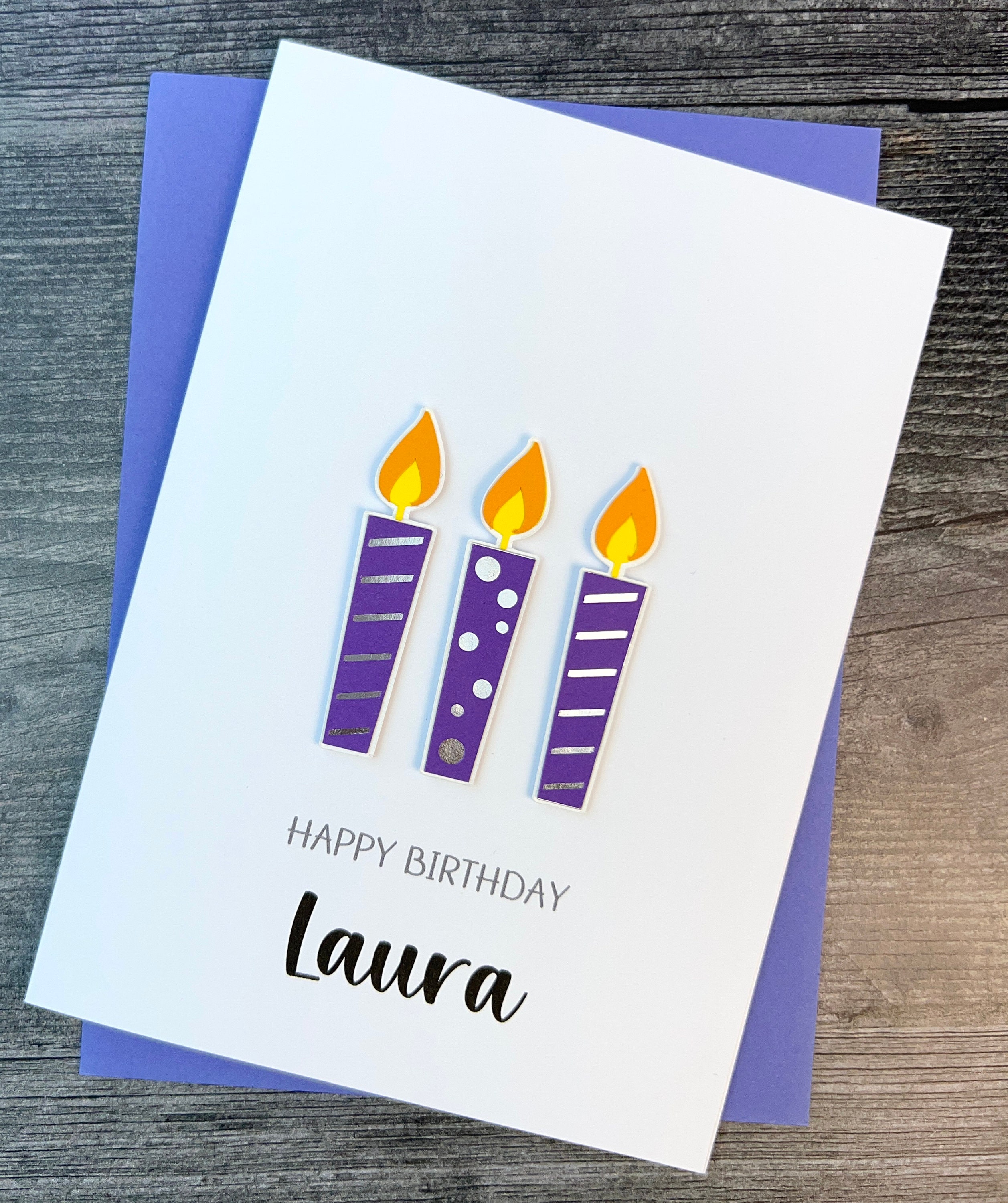 Colorful Candle Happy Birthday Card, Handmade and Personalized, for Him ...