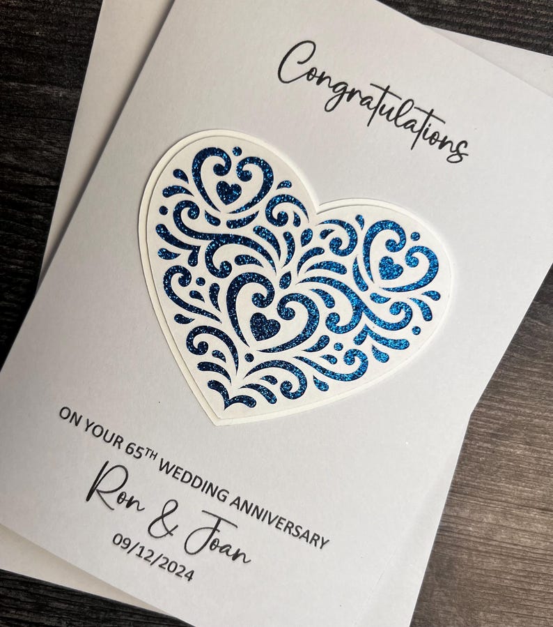 65th Wedding Anniversary (blue Sapphire) Card With Heart Detail ...