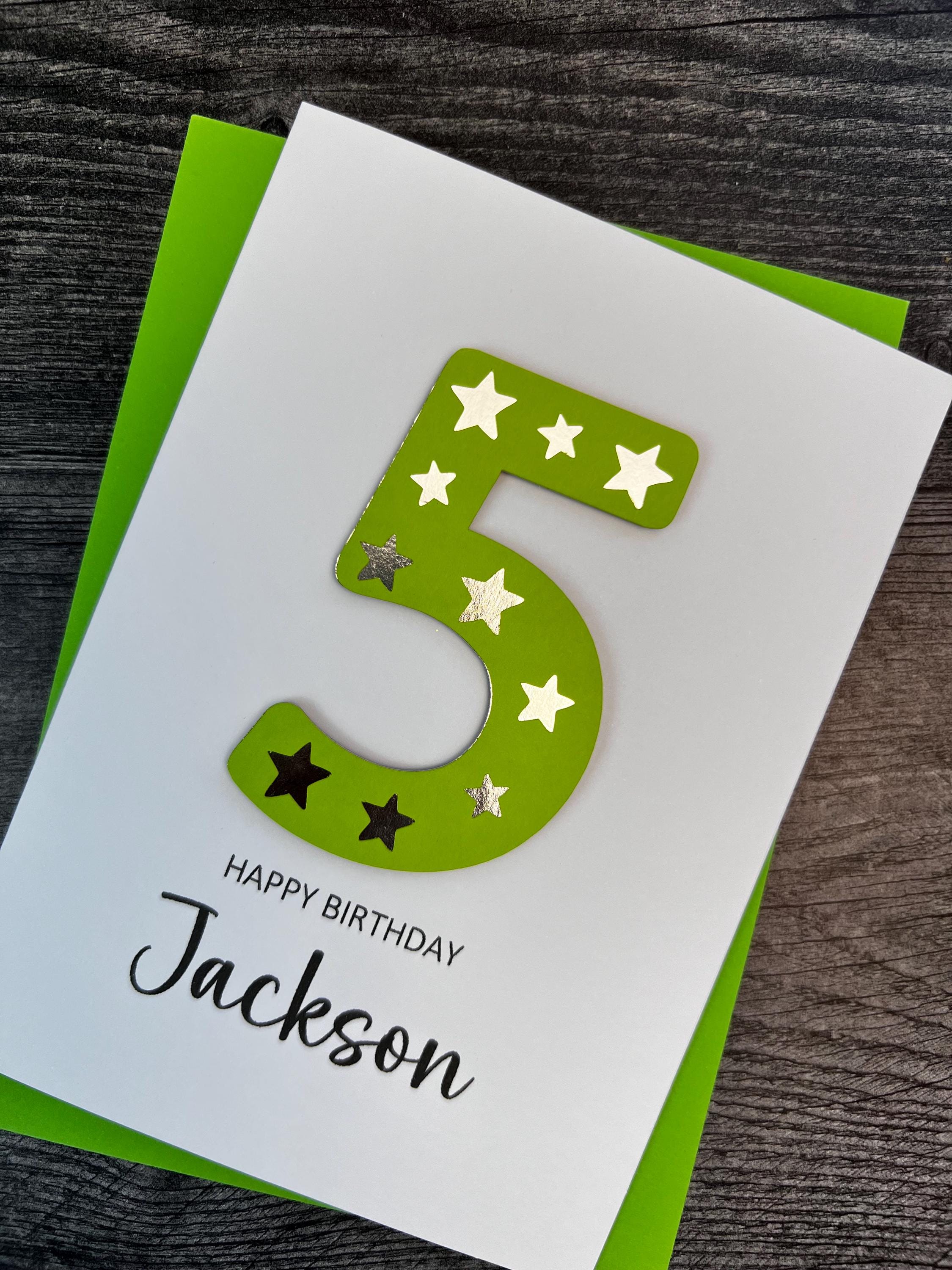 5th Birthday Card for Children, Shiny Stars Design, Handmade and ...