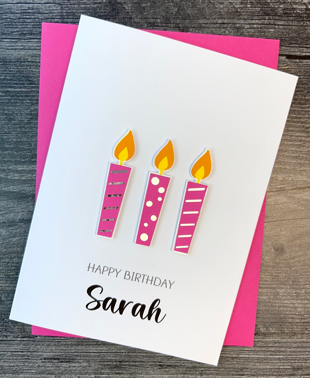 Colorful Candle Happy Birthday Card, Handmade and Personalized, for Him ...