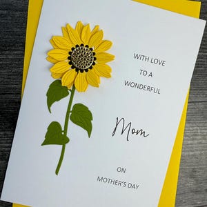 Mother's Day Card With Sunflower Design, Handmade and Personalized. - Etsy