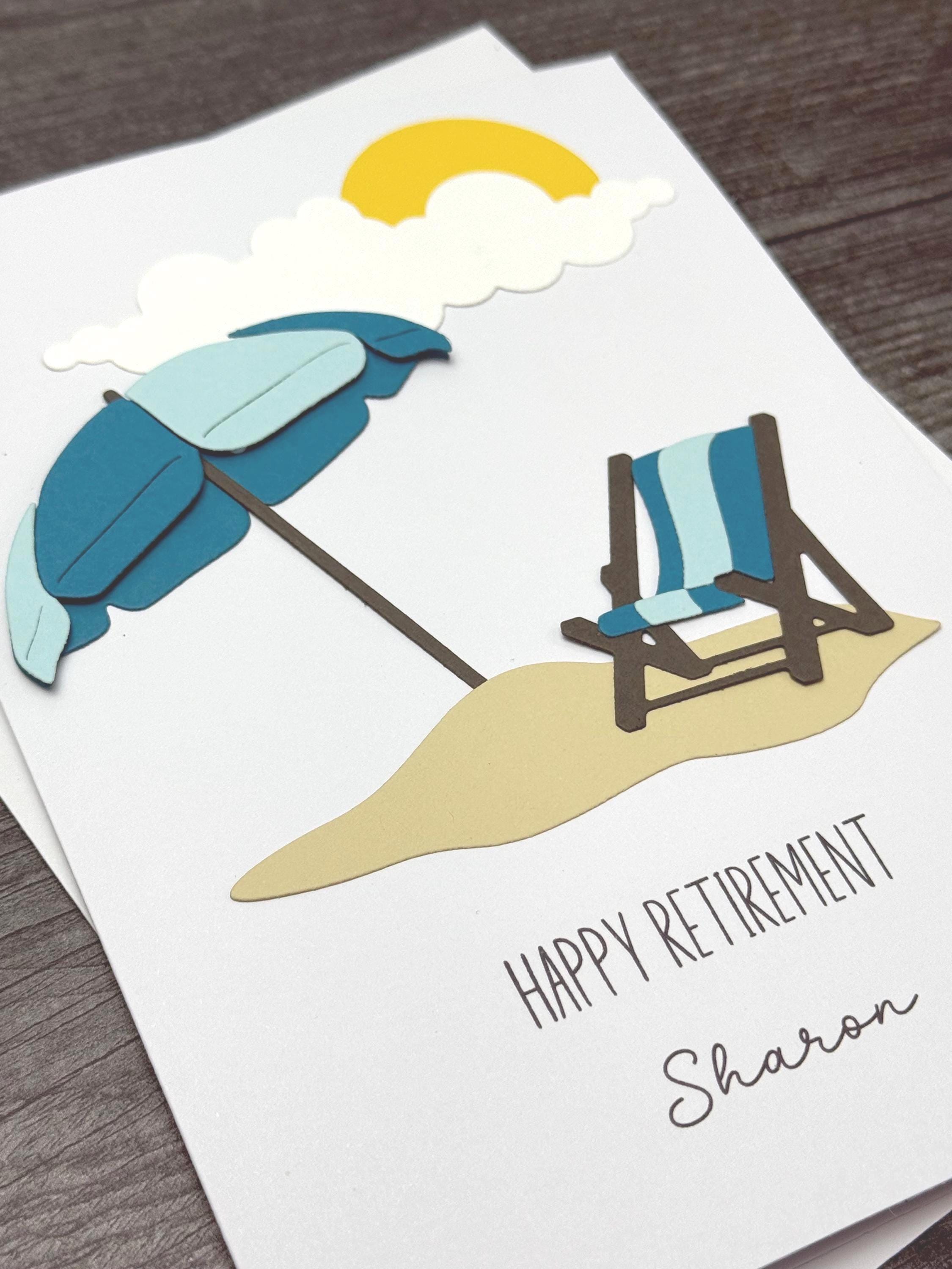Retirement Card Featuring Beach Chair and Umbrella Scene. Handmade and ...