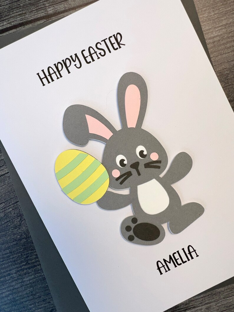 Easter Card for Children Featuring an Adorable Bunny Design, Handmade ...