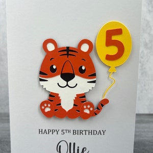Tiger Birthday Card for Children, Handmade and Personalized for Boys or ...