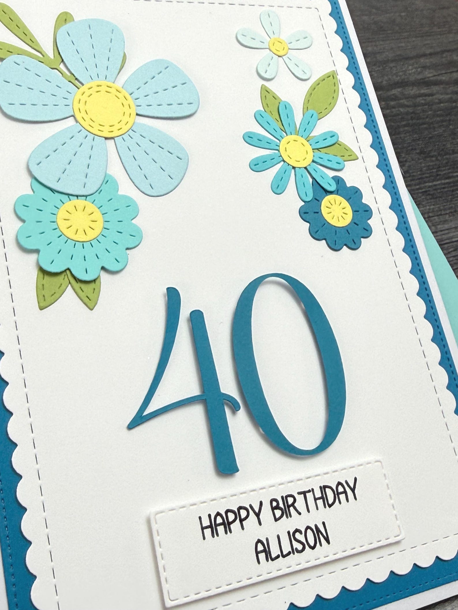40th Birthday Card, Handmade and Personalized for Her, Beautiful Floral ...