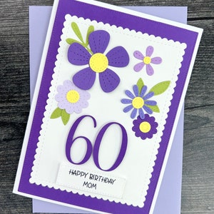 60th Birthday Card, Handmade and Personalized for Her, Beautiful Floral ...