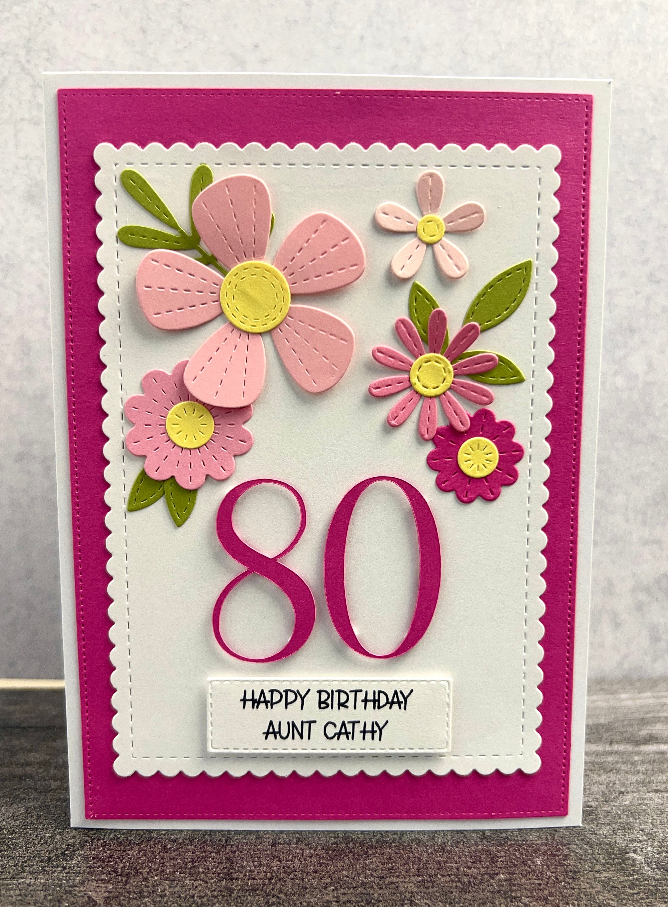 80th Birthday Card, Handmade and Personalized for Her, Beautiful Floral ...