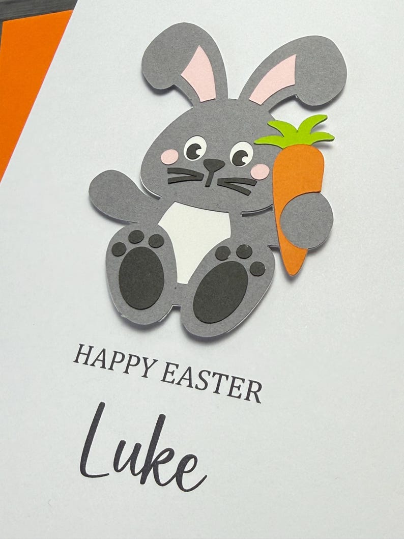 Easter Card, Bunny Design, Handmade & Personalized - Etsy
