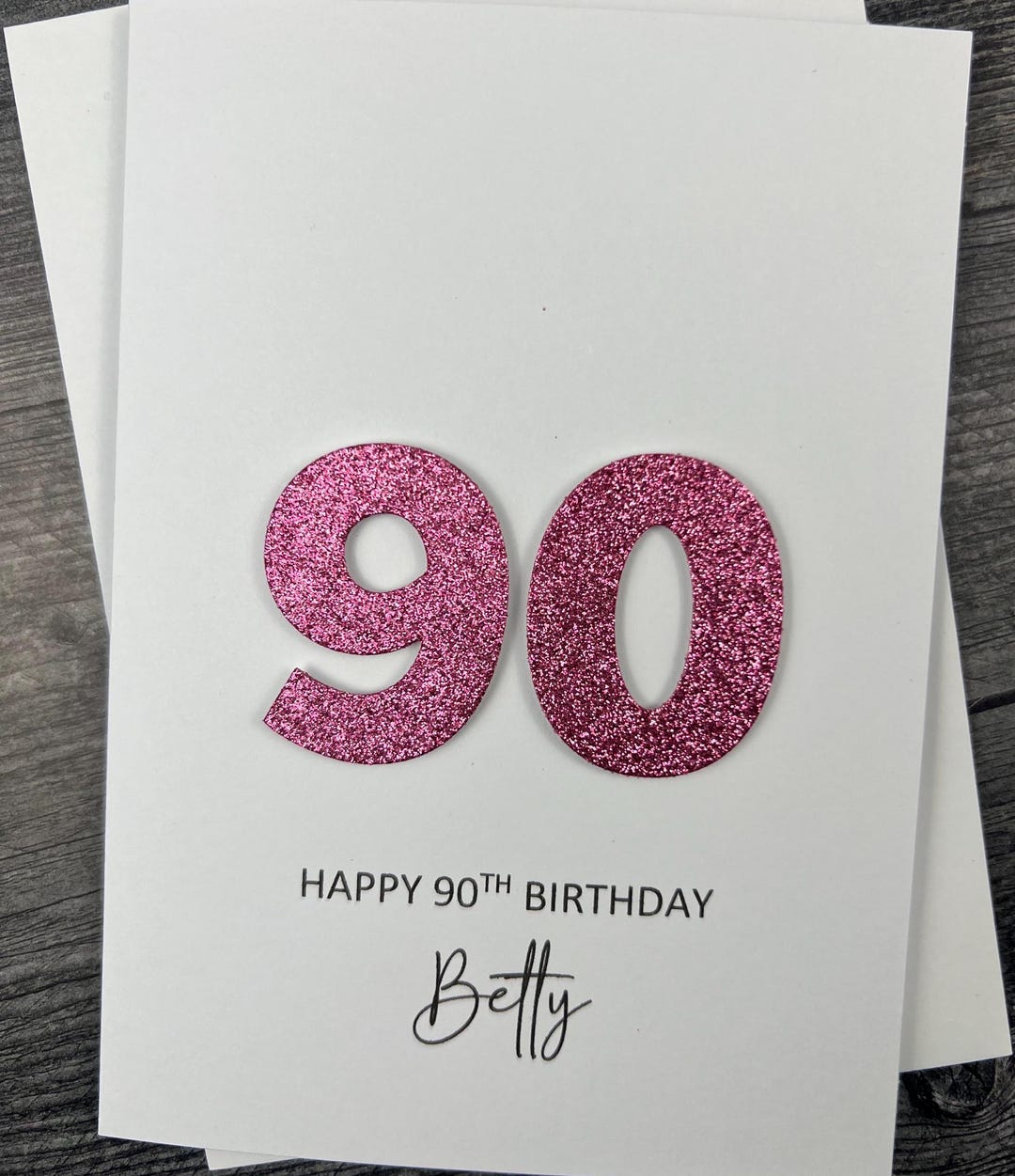 90th Birthday Card for Him or Her With Sparkly Glitter Number, Handmade ...