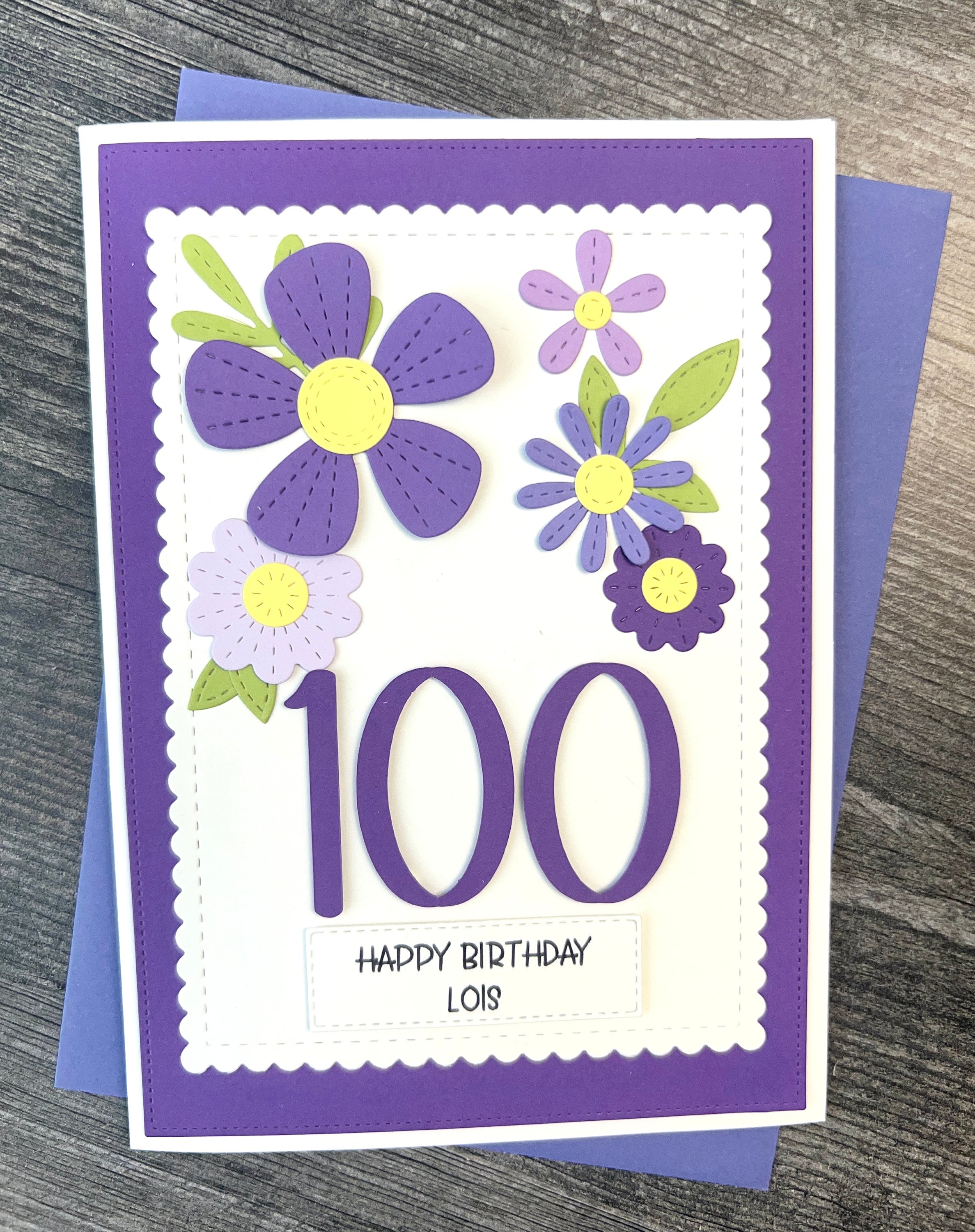 100th Birthday Card, Handmade and Personalized for Her, Beautiful ...