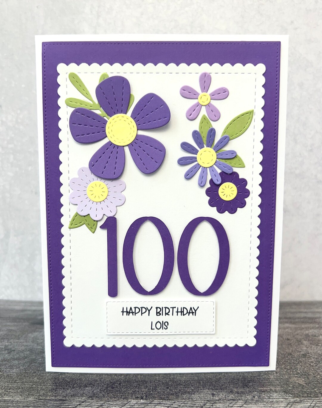 100th Birthday Card, Handmade and Personalized for Her, Beautiful ...