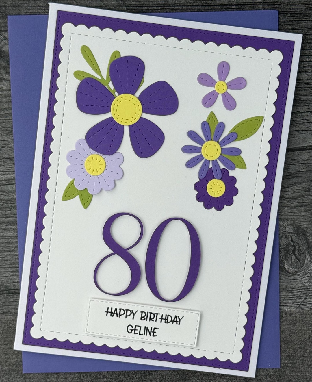 80th Birthday Card, Handmade and Personalized for Her, Beautiful Floral ...
