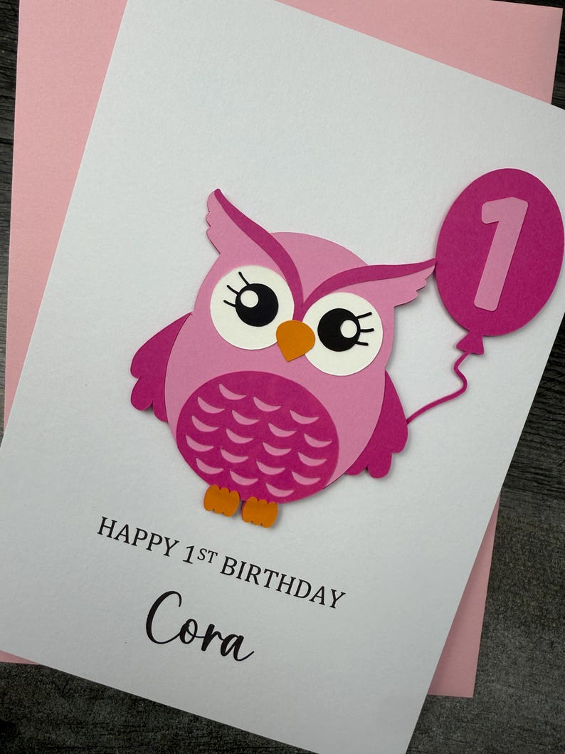 Handmade Owl Birthday Card, Personalized Name and Age - Etsy