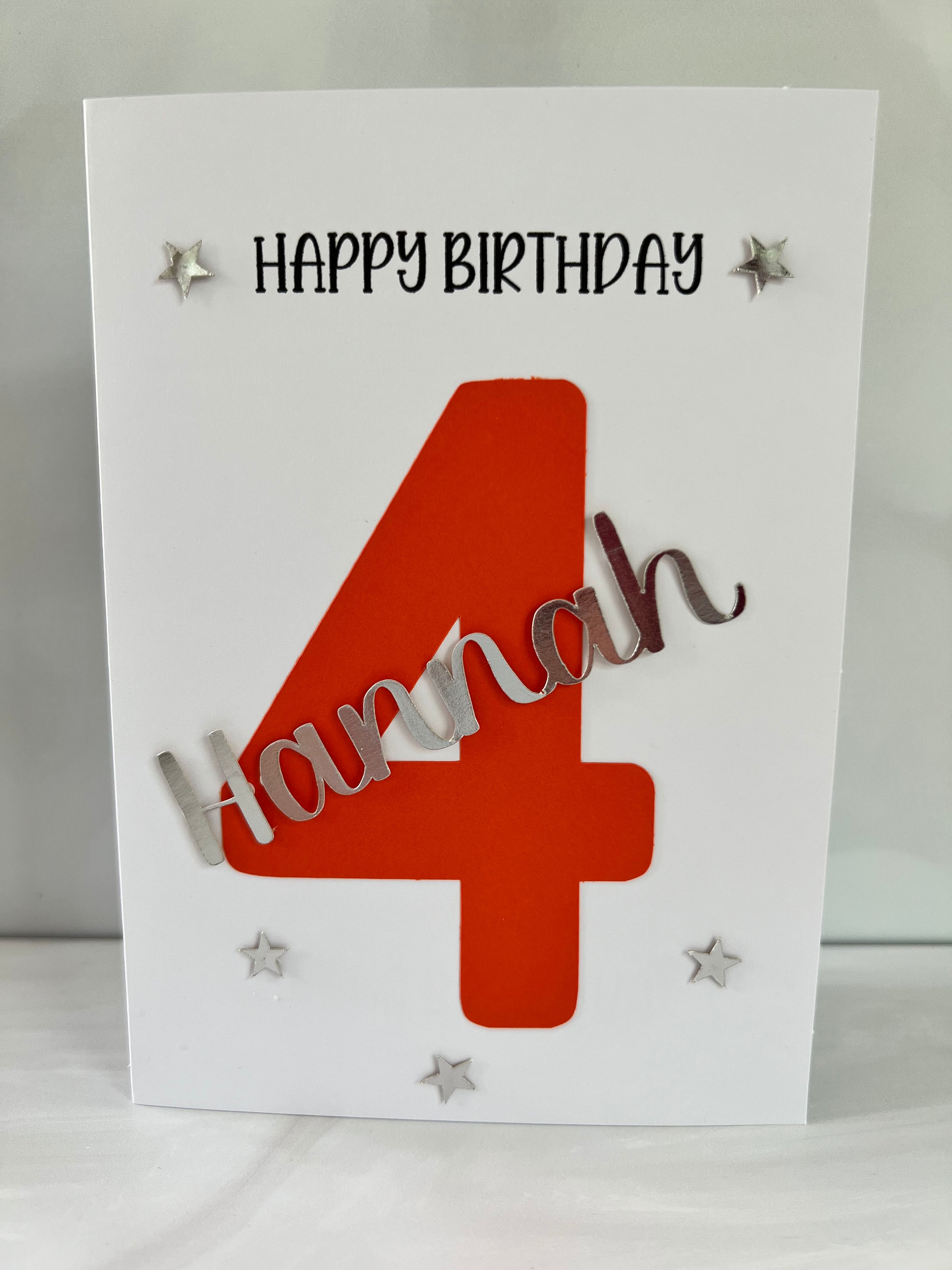 4th Birthday Card Kids Age Card Personalized - Etsy