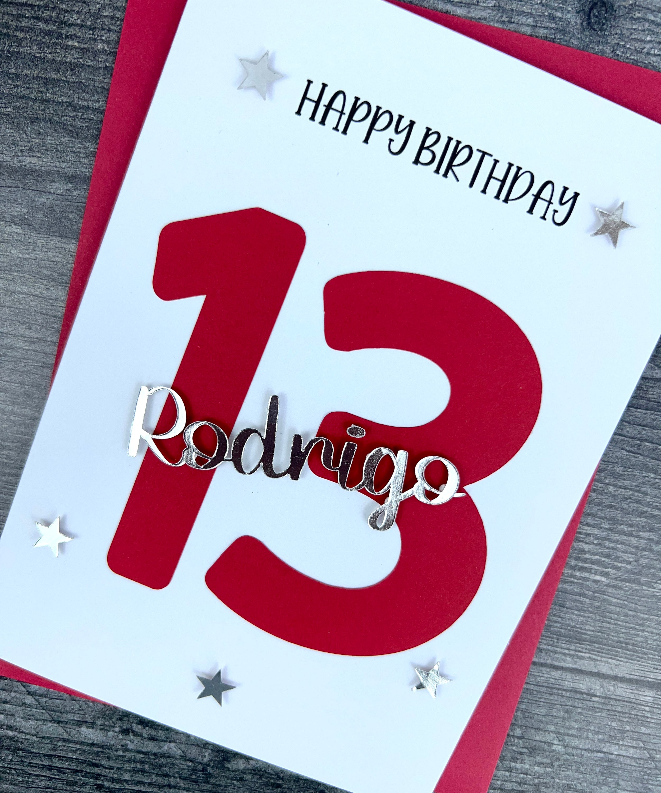 13th Birthday Card, Handmade and Personalized for Boys or Girls ...