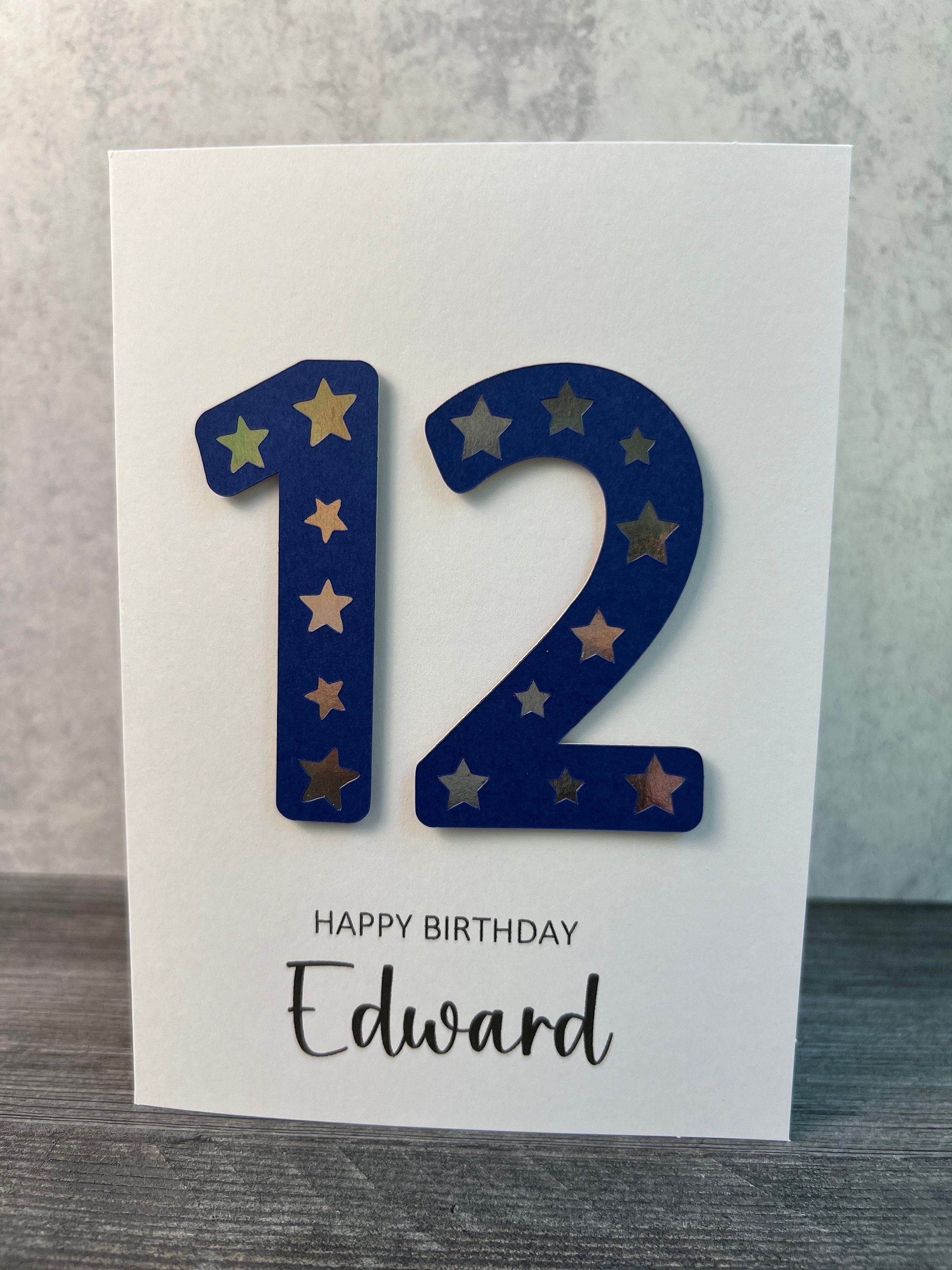 Handmade 12th Birthday Card, Shiny Stars, Personalized - Etsy