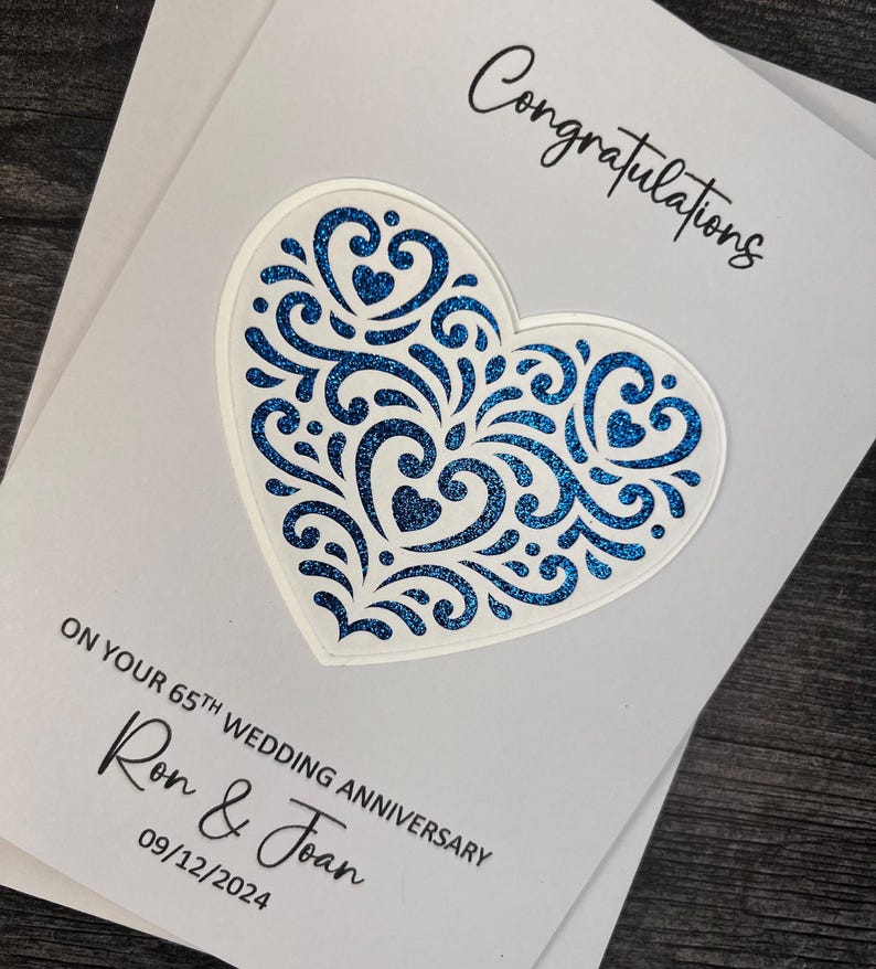 65th Wedding Anniversary (blue Sapphire) Card With Heart Detail ...