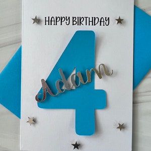 4th Birthday Card Kids Age Card Personalized - Etsy