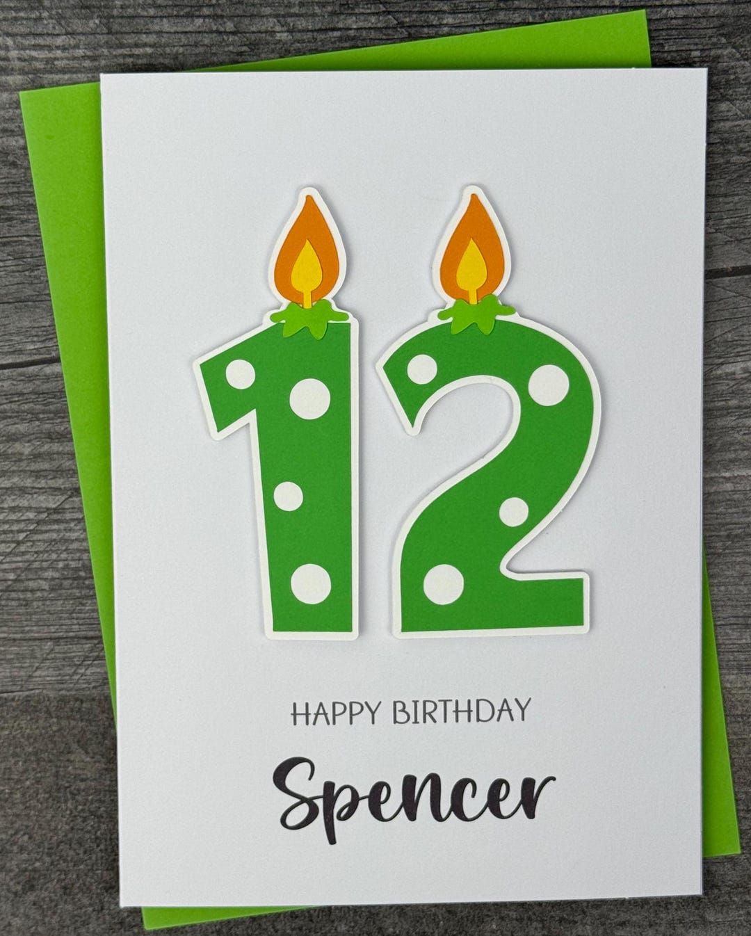 12th Birthday Card for Children, Candle Design. Handmade and ...