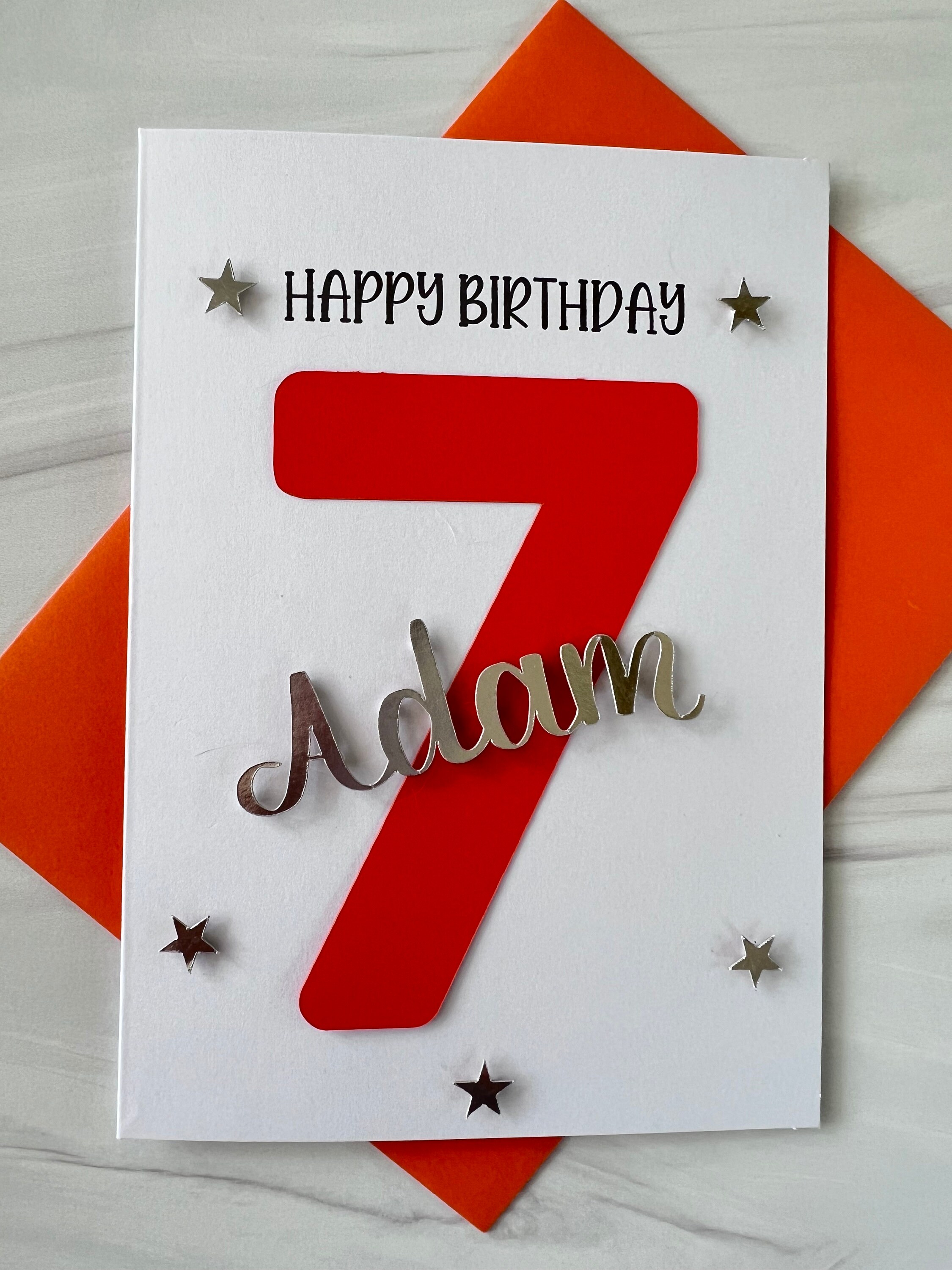 7th Birthday Card Kids Age Card Personalized - Etsy