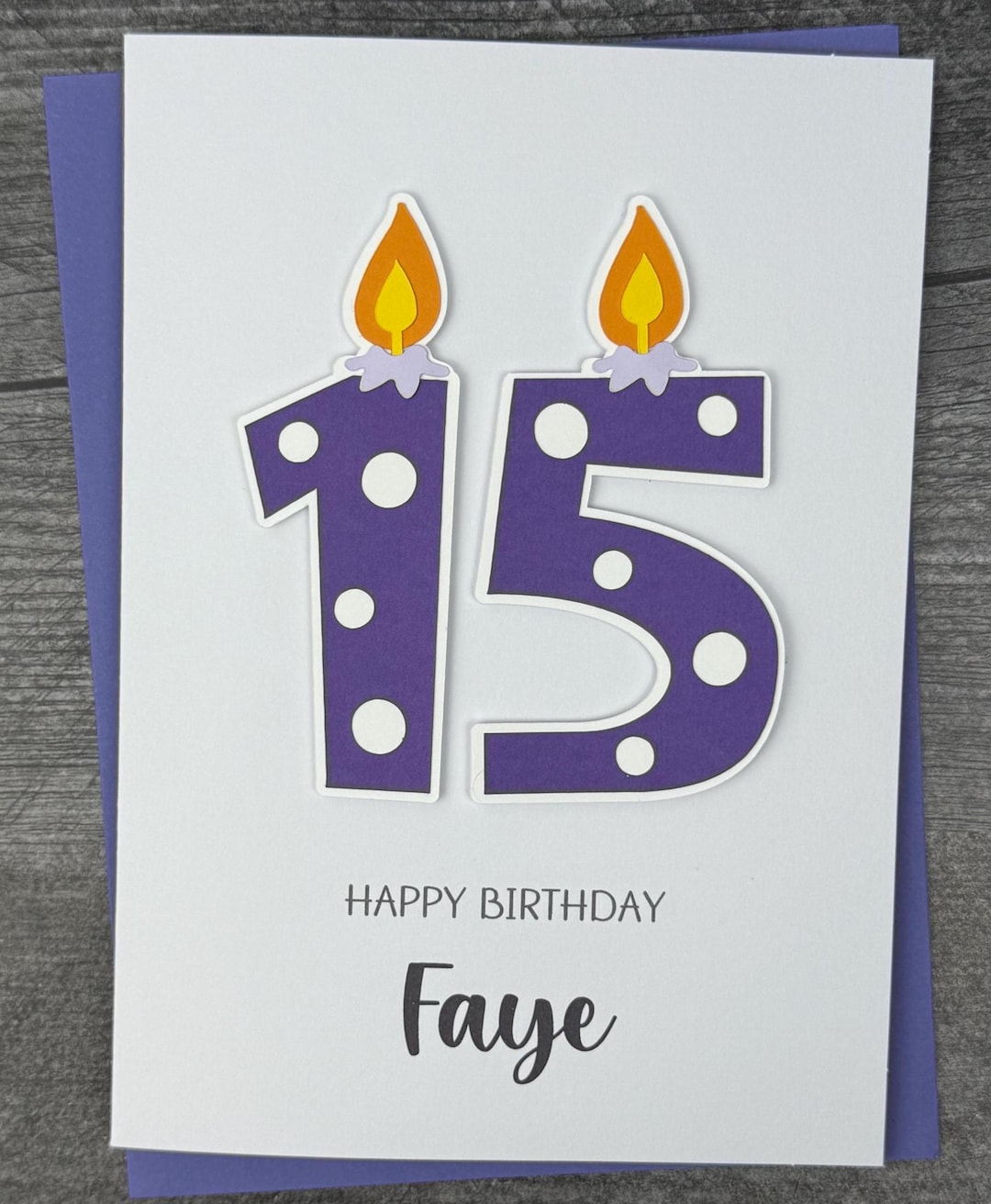 15th Birthday Card for Children, Candle Design. Handmade and ...