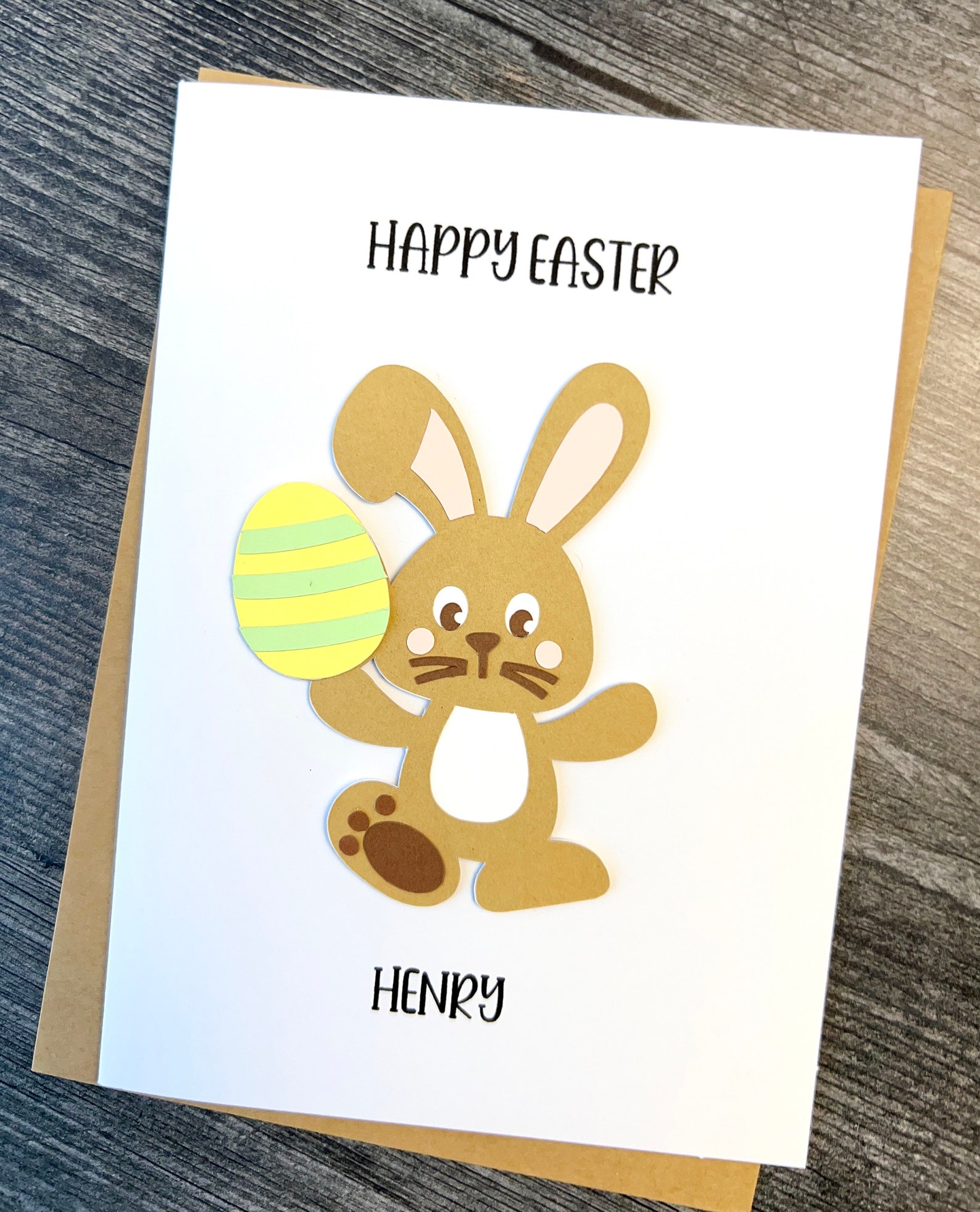 Easter Card for Children Featuring an Adorable Bunny Design, Handmade ...