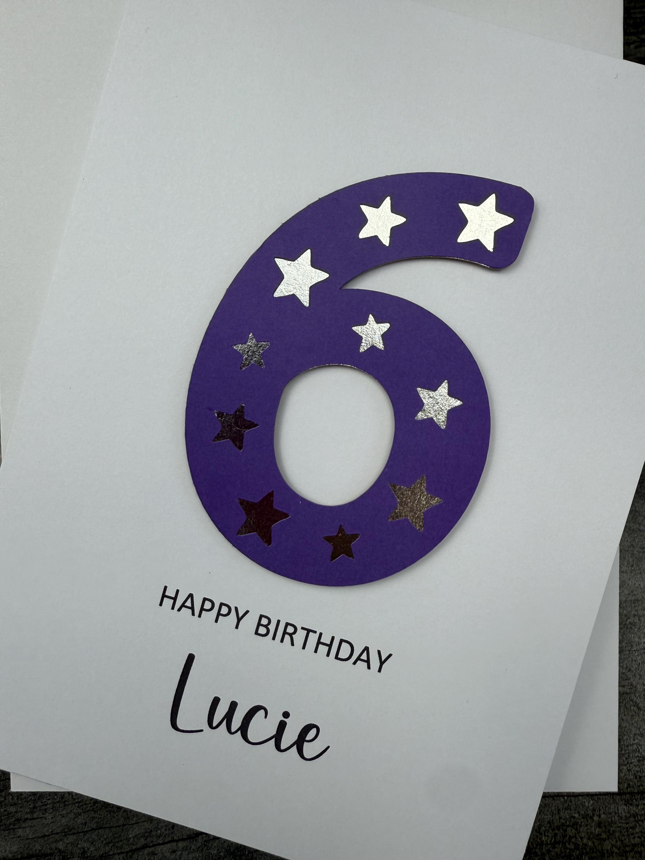 6th Birthday Card for Children, Shiny Stars Design, Handmade and ...