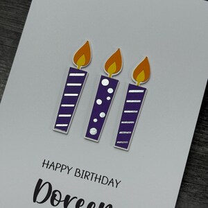 Colorful Candle Happy Birthday Card, Handmade and Personalized, for Him ...