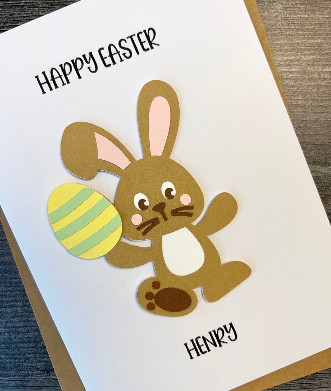 Easter Card for Children Featuring an Adorable Bunny Design, Handmade ...