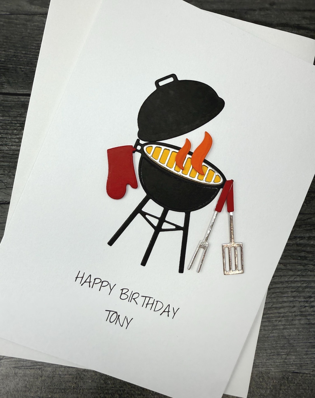 Birthday Card for Him Featuring A BBQ Grill Design, Handmade and ...