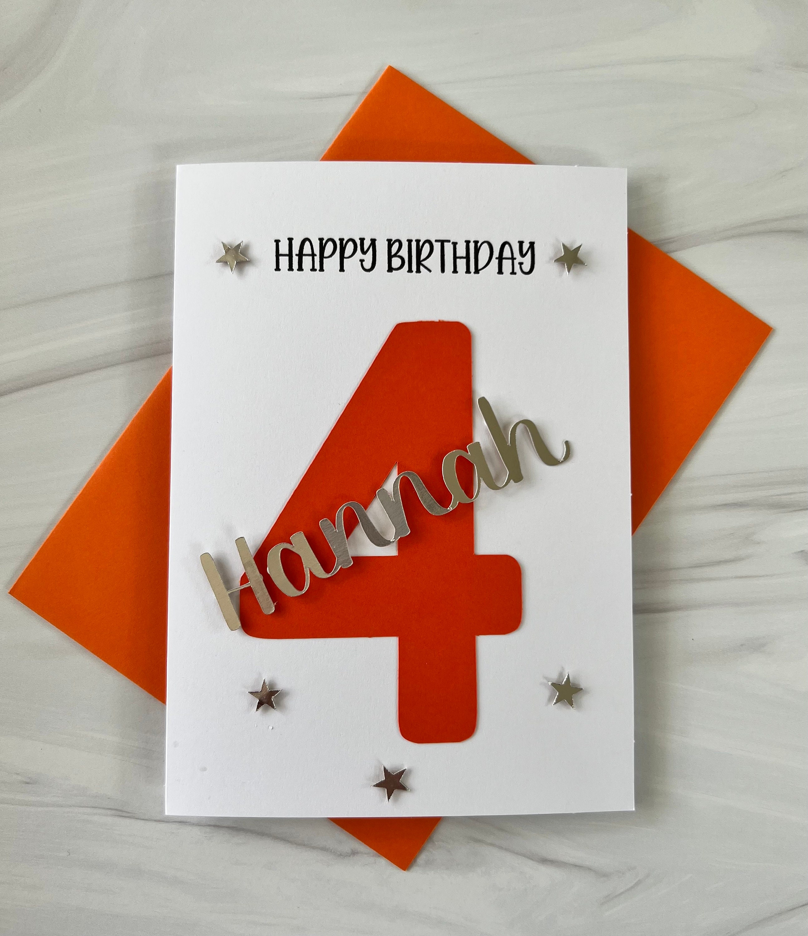 4th Birthday Card Kids Age Card Personalized - Etsy