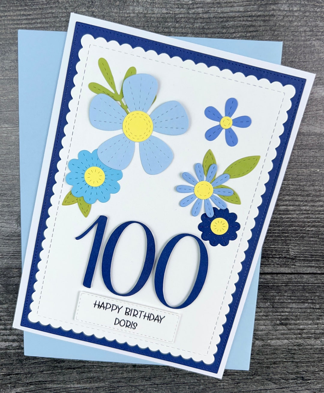 100th Birthday Card, Handmade and Personalized for Her, Beautiful ...