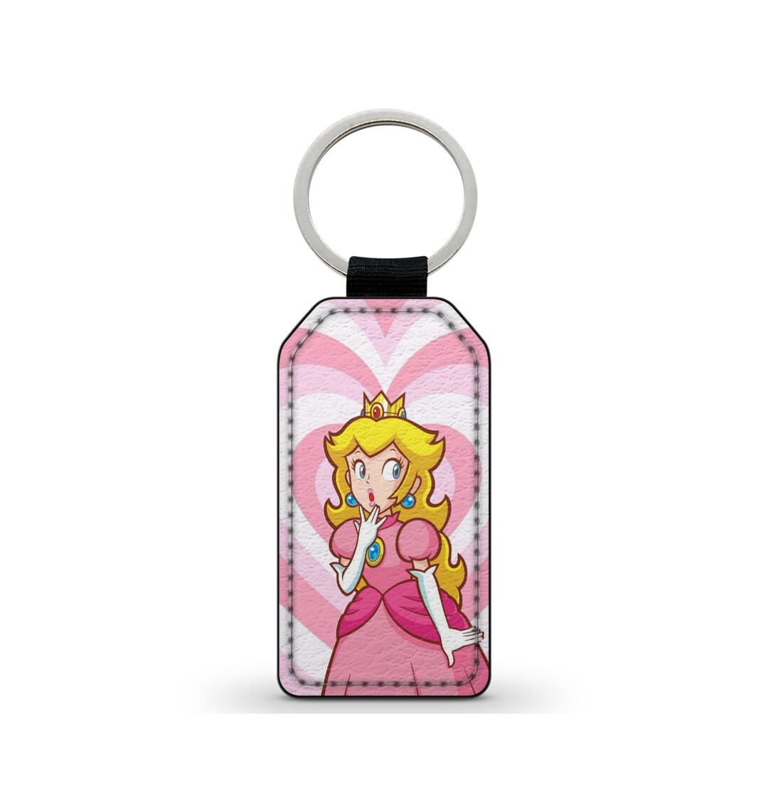 Leather Super Mario Bros 64 Princess Peach Faux Leather Keychain ...