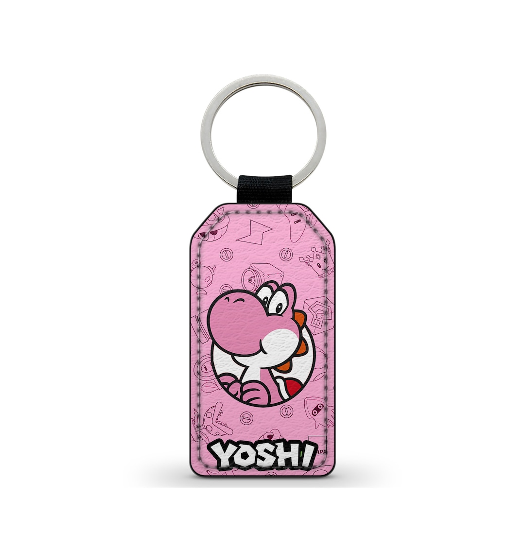 Faux Leather Yoshi Pink Super Mario Keychain Keyring - Etsy