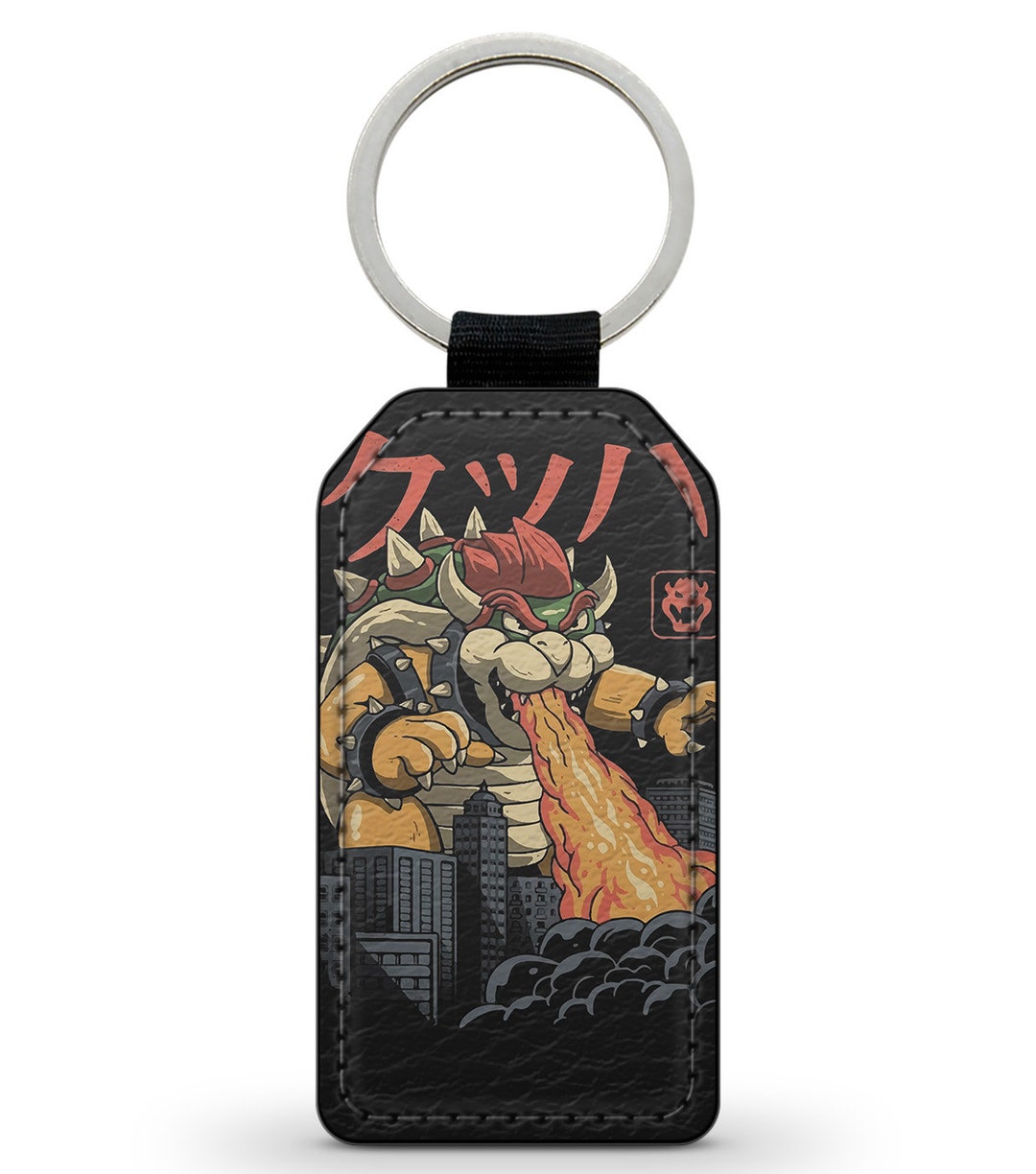 Keychain Ring Faux Leather Bowser Super Mario Bros - Etsy