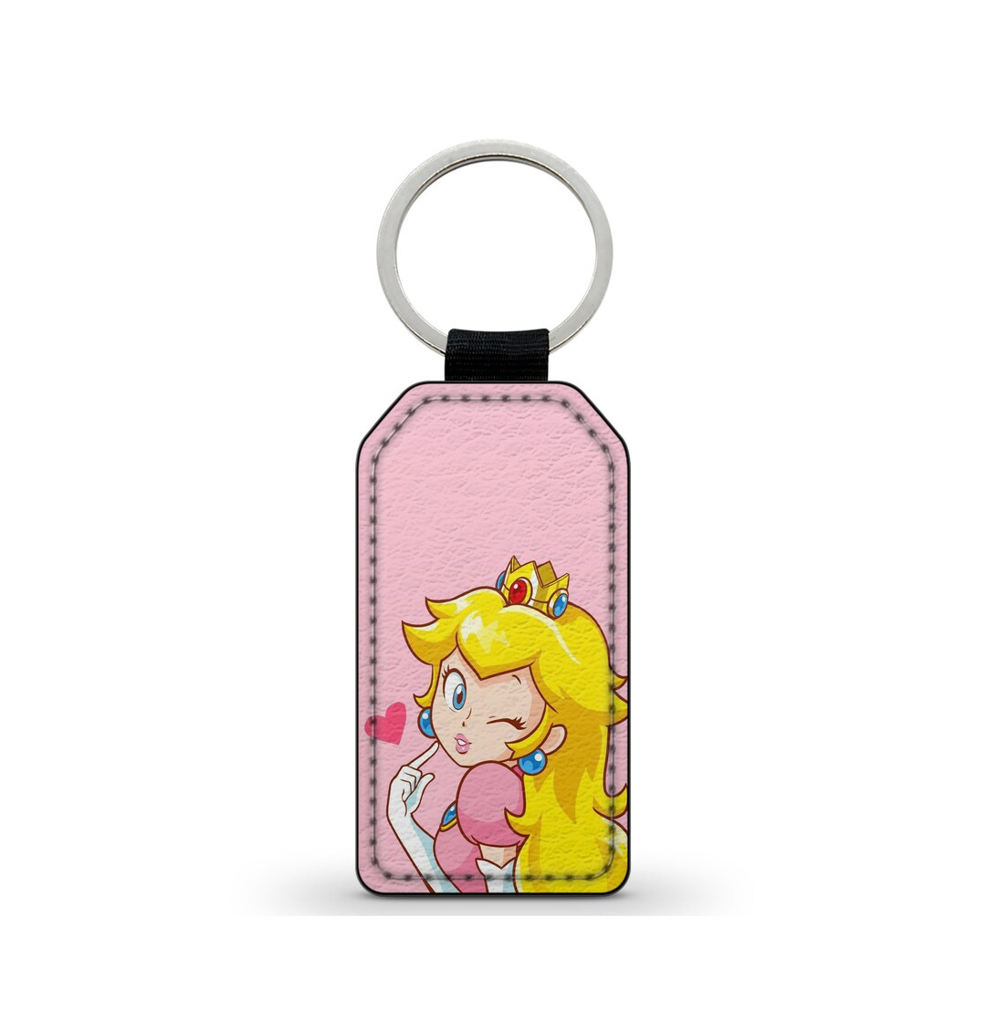 Leather Super Mario Bros 64 Princess Peach Faux Leather Keychain ...