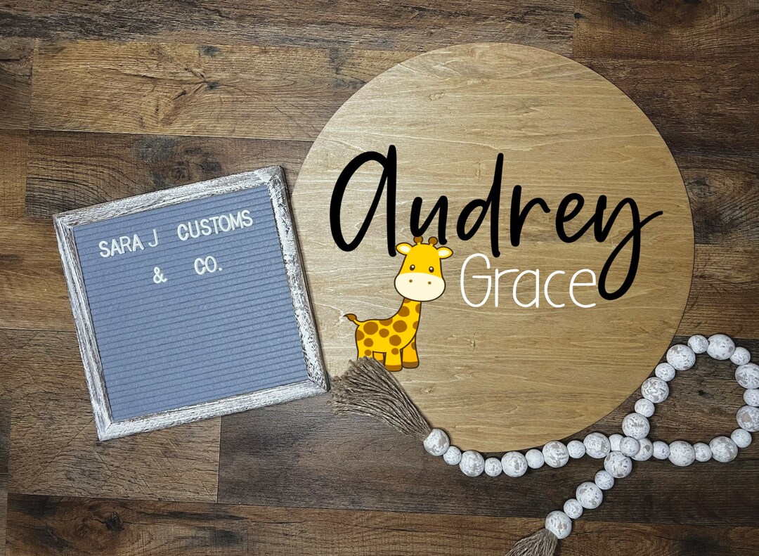 Baby Girl Name Sign Giraffe by Saraj Customs & Co - Etsy