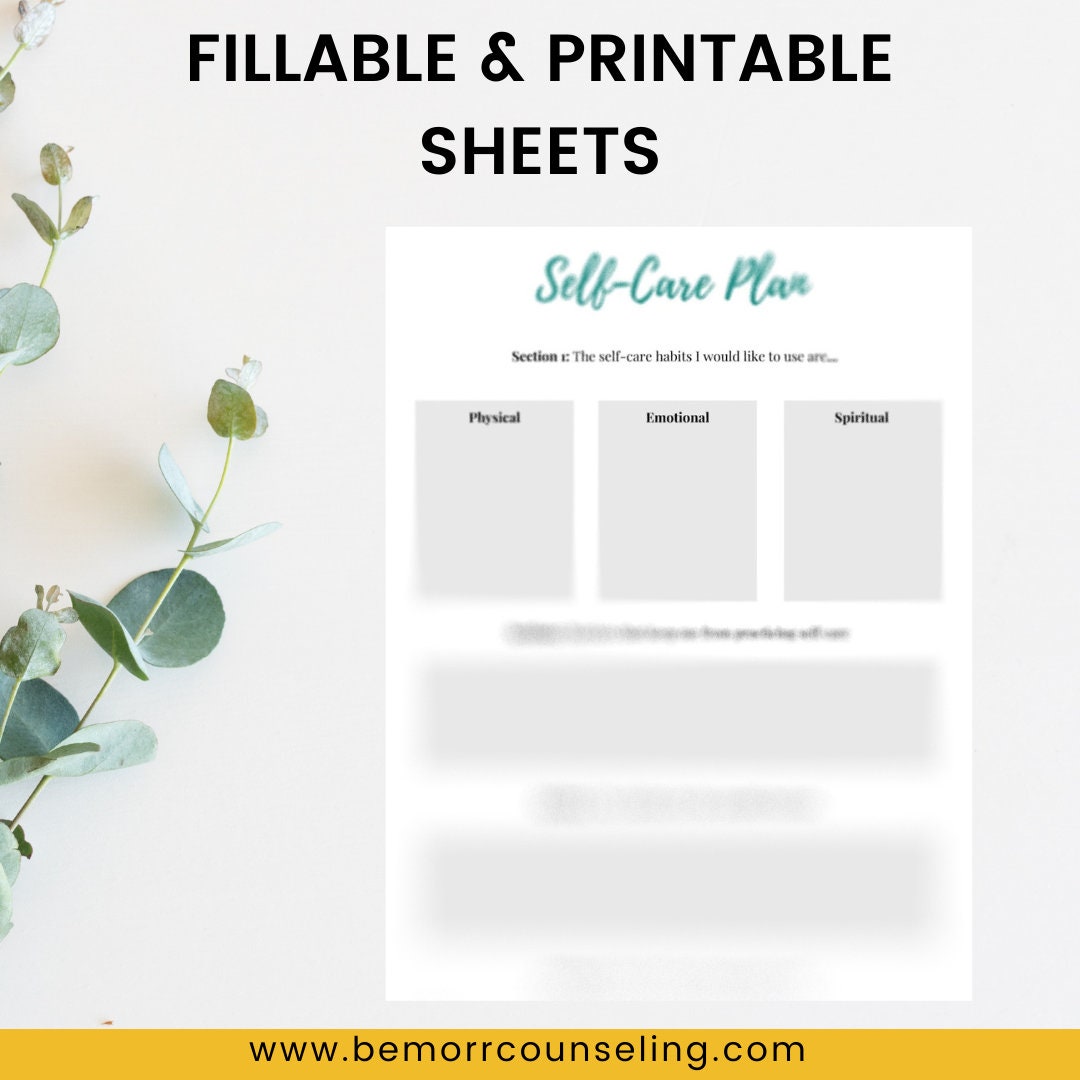 Self Care Workbook: Self-help Worksheet, Self- Care Plan, Digital ...