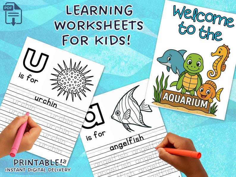 A-Z Sea Creature Name Tracing & Coloring Book Kids Printable Alphabet ...