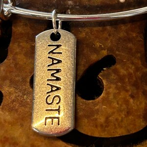 Namaste Yoga Om Asanas Lotus Flower Hamsa Hand Bangle - Etsy