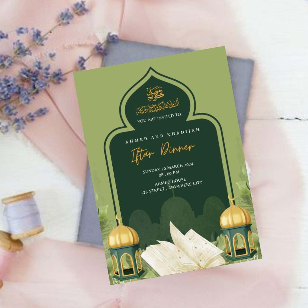 Editable Iftar Dinner Party Invitation for Ramadan Green - Etsy