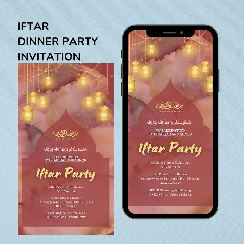 Editable Template Iftar Dinner Party Invitation Ramadhan, Brown Iftar ...